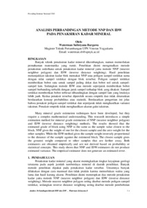 Analisis Perbandingan Metode NNP Dan IDW Pada Penaksiran Kadar Mineral - Repository UPN "Veteran ...